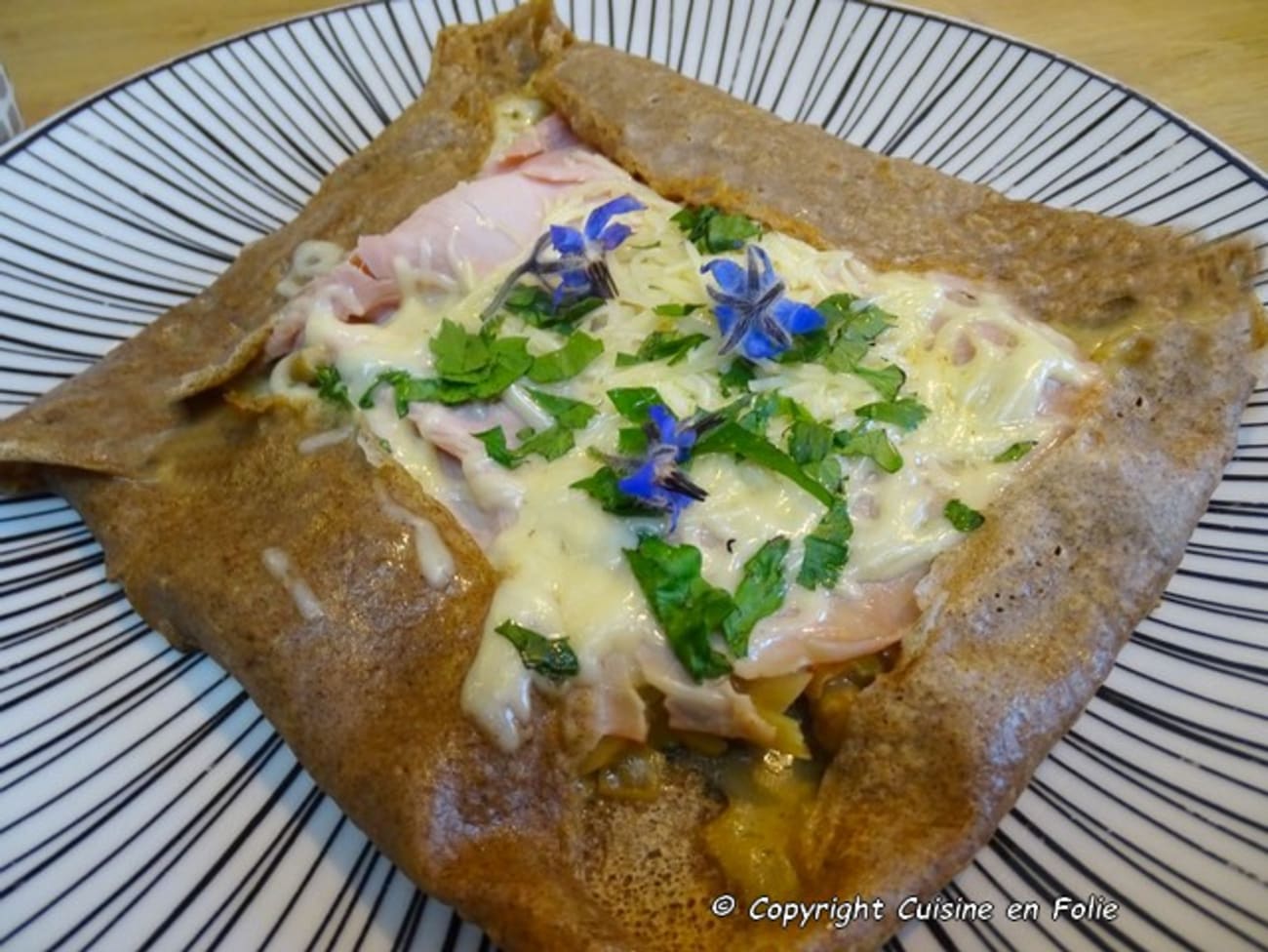 Galette sarrasin garnie aux champignons, poireau, jambon ou oeuf ...