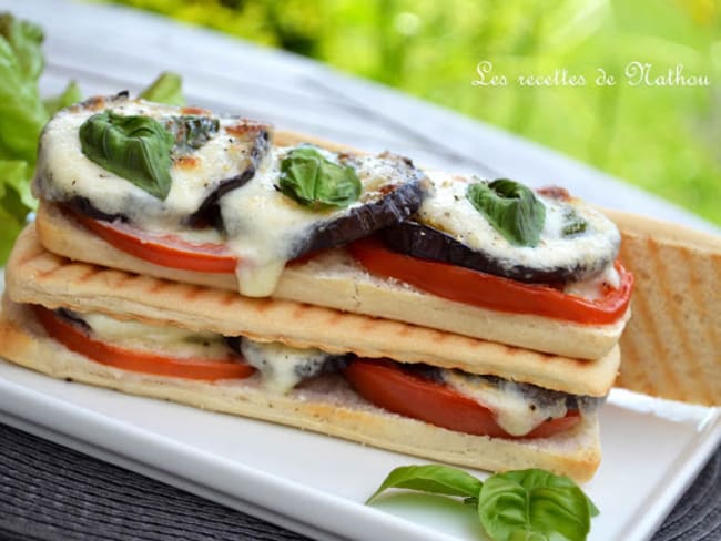 Recette Panini aux aubergines, tomates et mozzarella