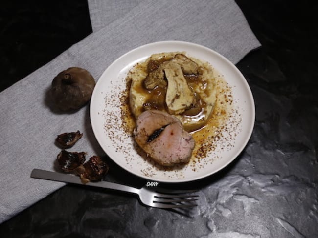 Filet mignon de porc à l'ail noir et polenta aux cèpes - Recette par ...