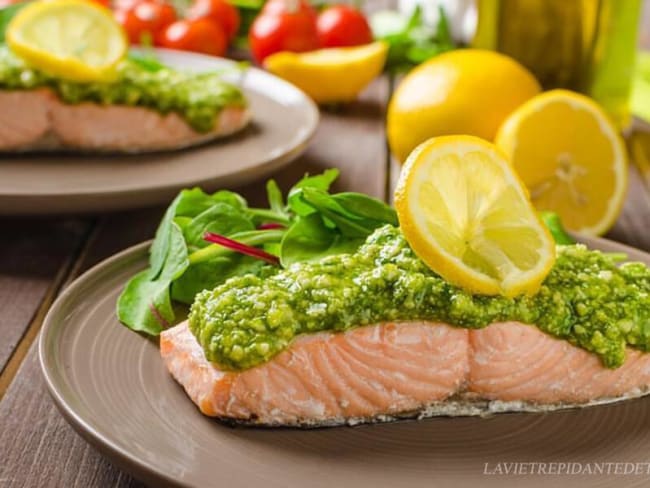 Saumon grillé au pesto - Recette par Twinsribbons