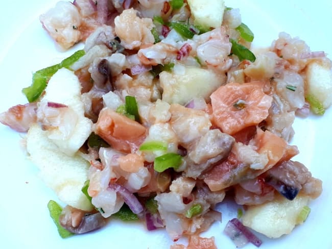 Ceviche de poissons et crevettes aux poires - Recette par La bonne ...