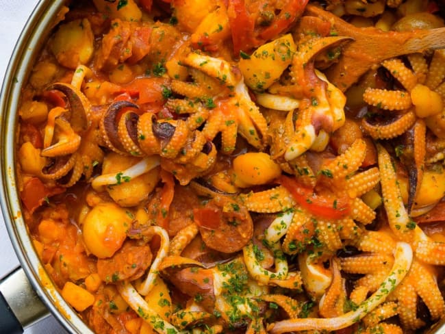 Seiches au chorizo et pommes de terre - Recette par Une aiguille dans l ...