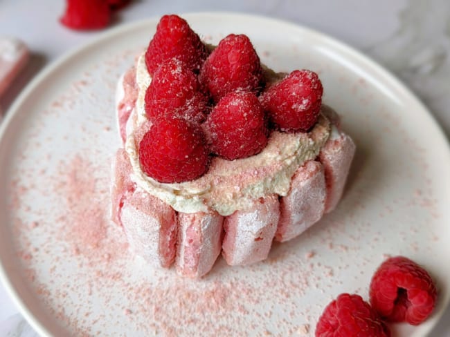 Mini charlotte à la framboise et aux biscuits roses de Reims - Recette ...