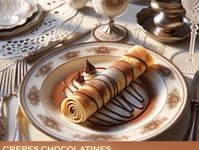 Recette Crêpes chocolatines roulées au praliné et macarons