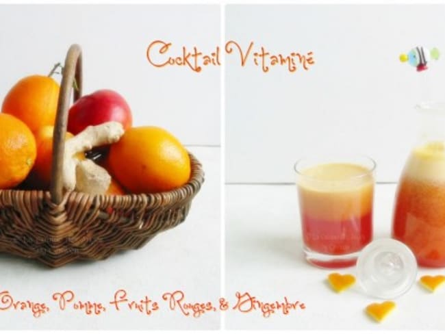 Cocktail Vitaminé Orange, Pomme, Fruits Rouges et Gingembre - Recette ...