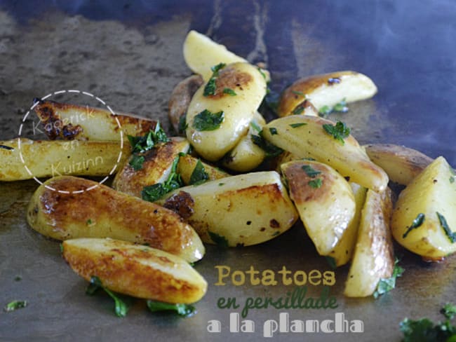 Potatoes en persillade cuitent à la plancha - Recette par kaderick