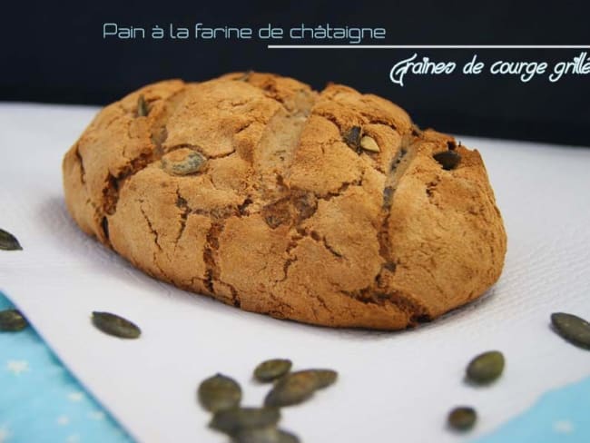 Pain à la farine de châtaigne et graines de courge grillées - Recette ...