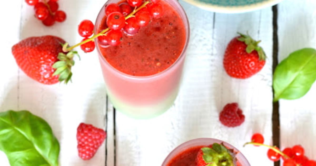 Smoothie fruits rouges et basilic : recette Smoothie fruits rouges et ...