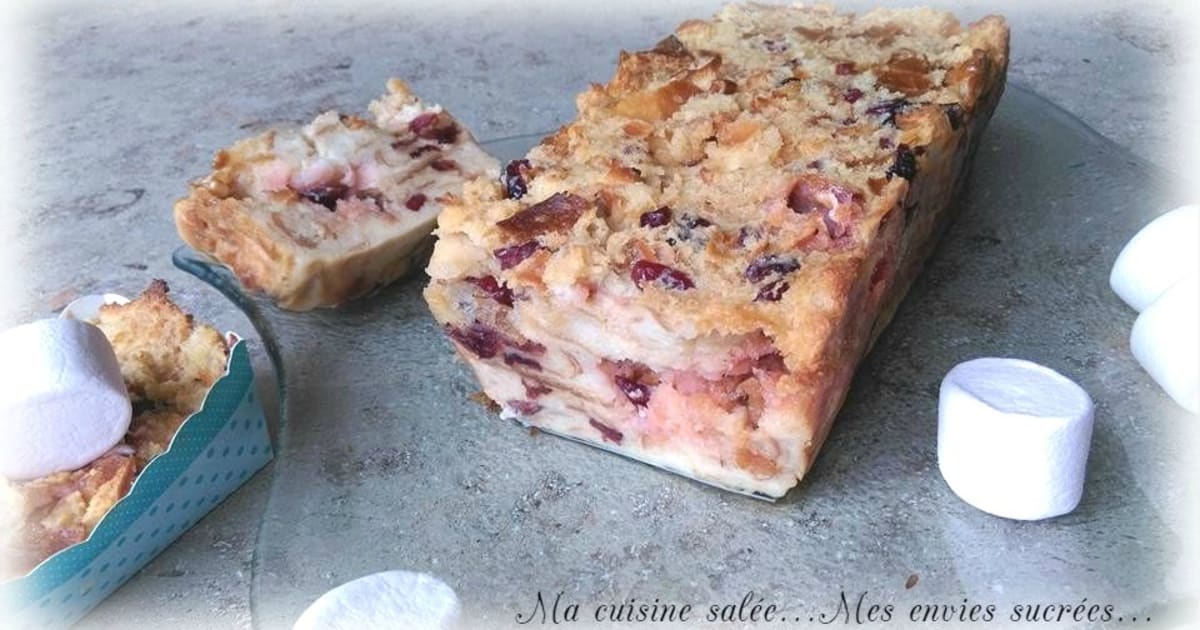 Pain perdu façon pudding aux chamallows accompagné de caramel beurre ...