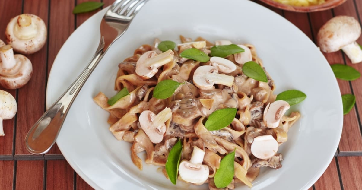 Recette Pâtes aux champignons et à la crème