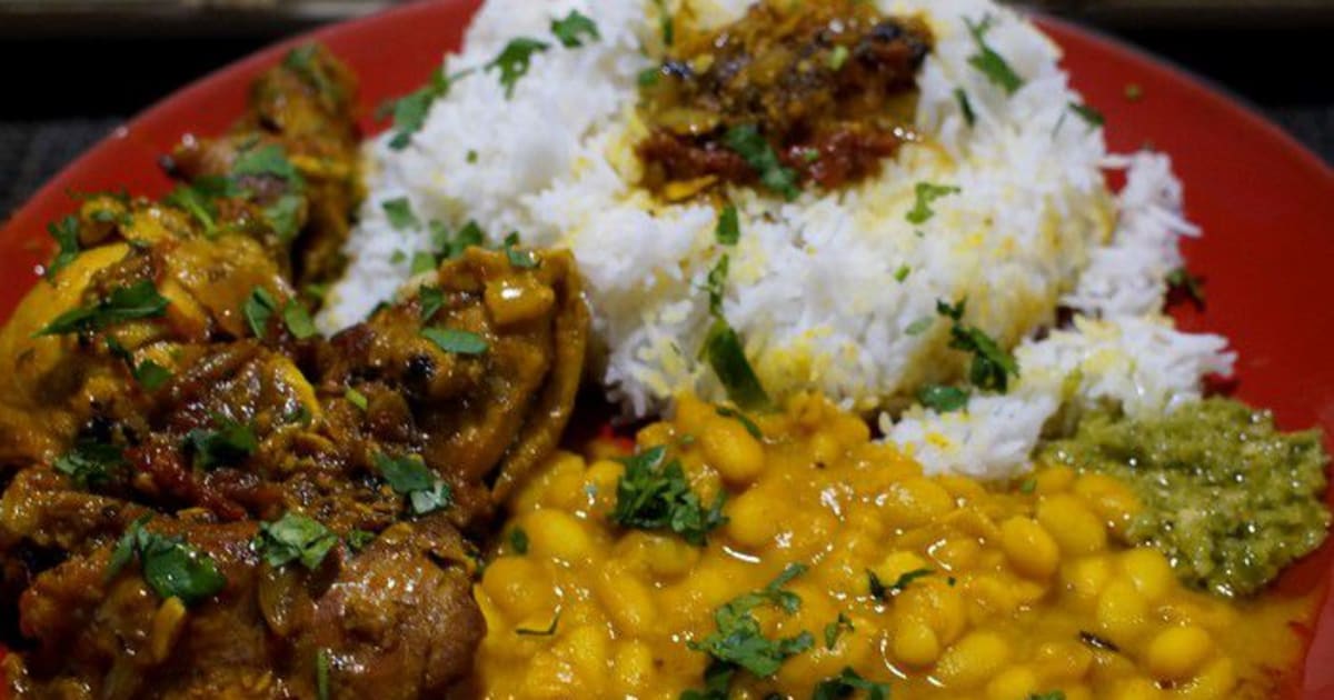 Cari cuisses de poulet, riz, haricots blancs - Recette par Chef Papounet
