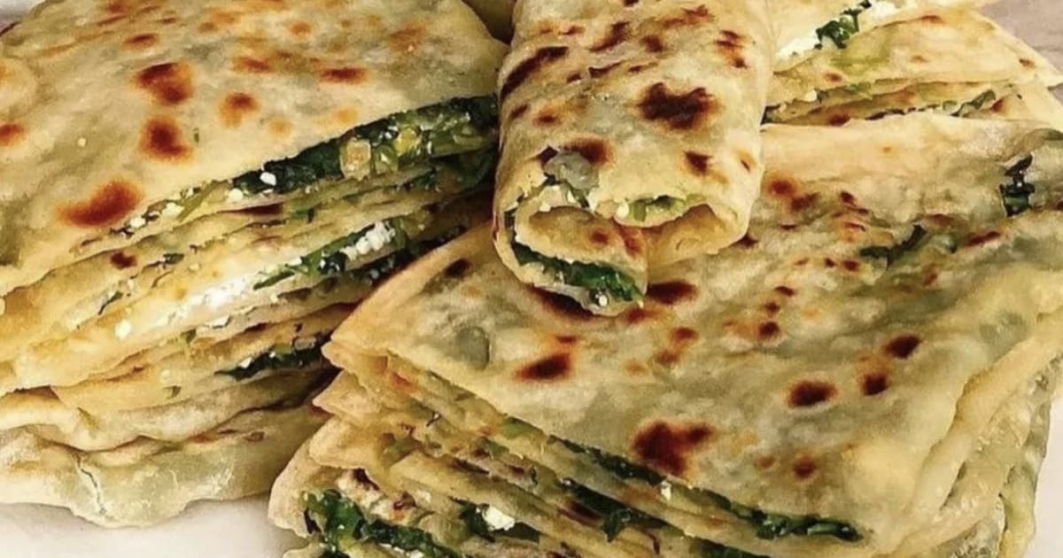 Crêpe Gozleme Turc aux épinards et à la feta - Recette par Iran-Cuisine