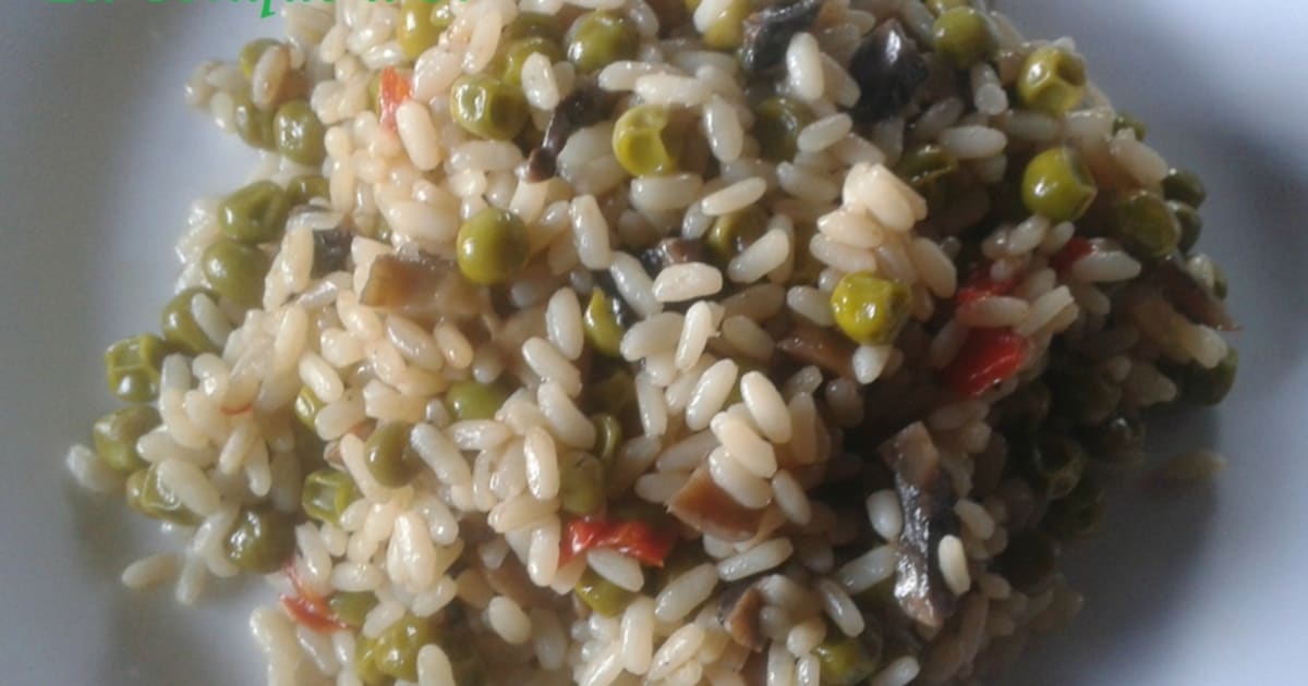 Riz aux petits pois,champignons et poivron - Recette par la conque d'or