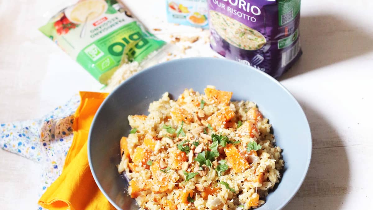 Risotto végétarien au potimarron et éclats d'amandes grillées - Recette ...