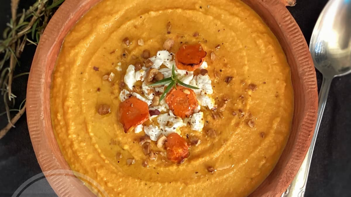 Crème à la citrouille et aux carottes rôties - Recette par Le Chat Gourmet