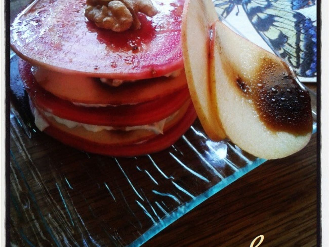 Millefeuille de betterave chioggia et pomme au fromage frais de brebis ...