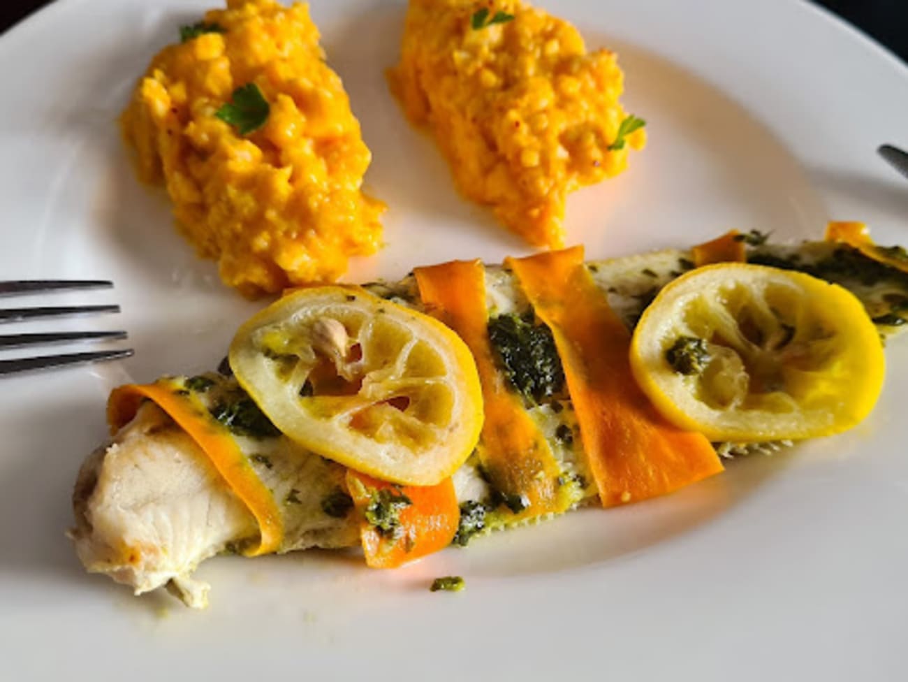 Sole en papillote et purée de courge-céleri rave (au robot cuiseur I ...