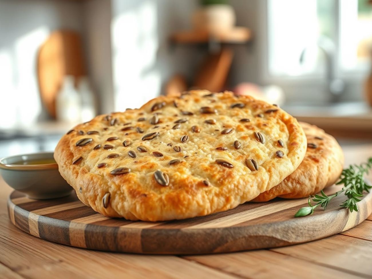 Aghroum Akoran (ou Kesra), pain plat à la semoule de blé et graines de ...