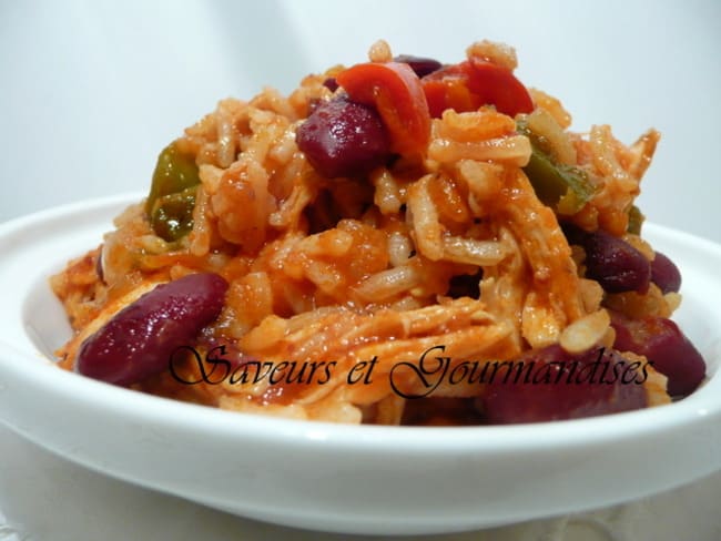 Riz au poulet et haricots rouges - Recette par Nadji