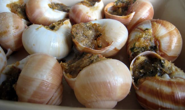 Recettes d'escargots et de plat principal