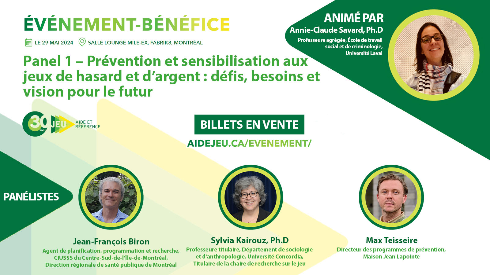 Événement-bénéfice pour Jeu: aide et référence