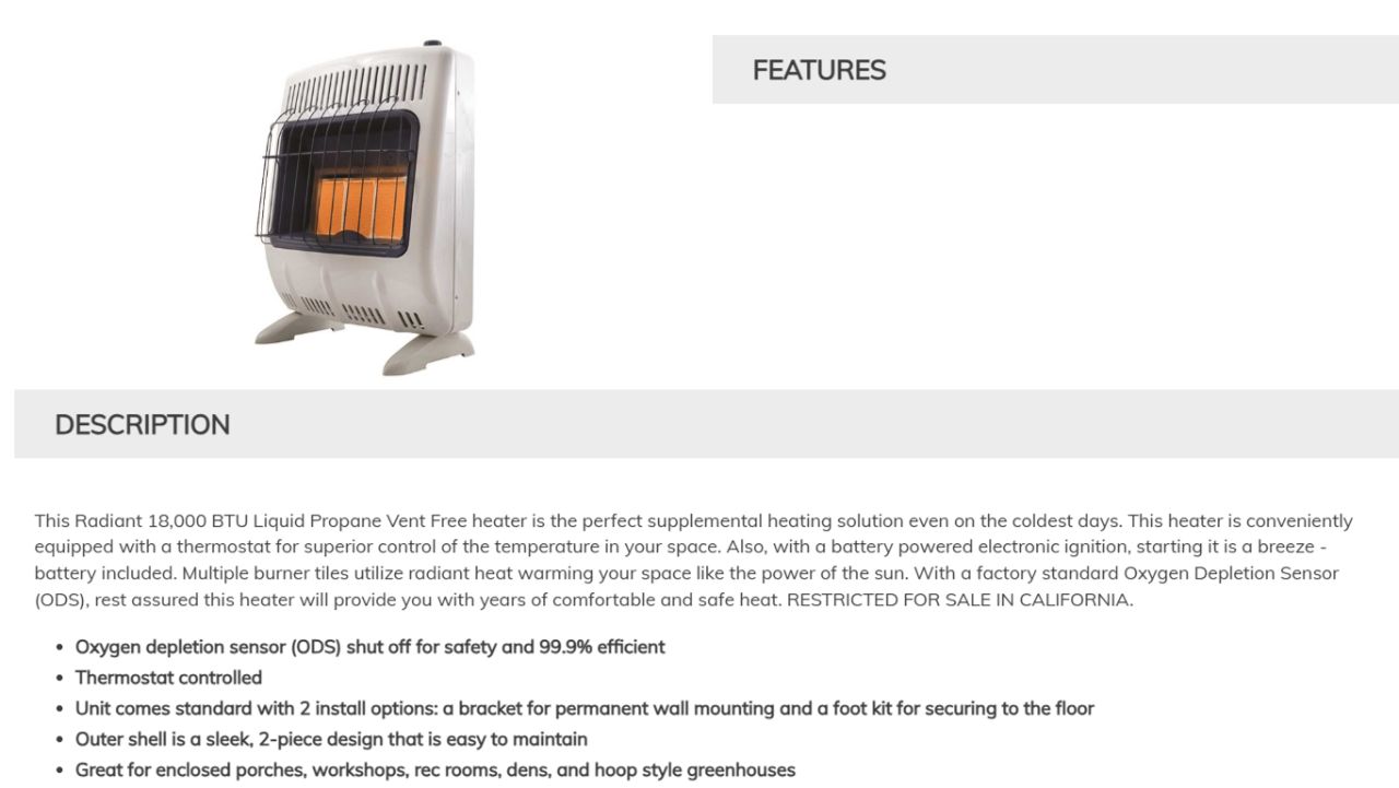 HEATSTAR 3 Brick Propane Heater