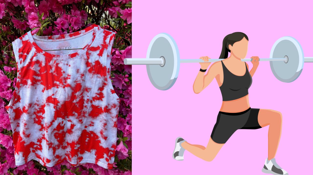 Fleo Cropped Tank, Size Medium, Mesh Red and White tie dye