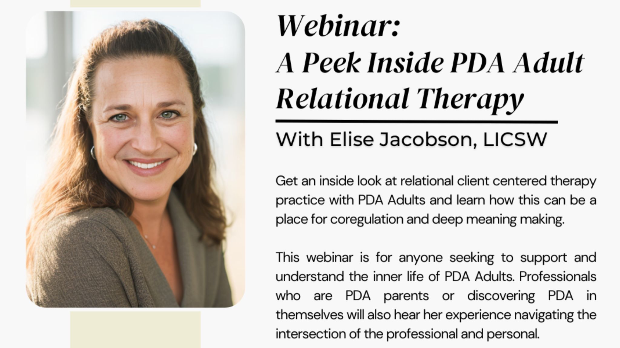 Webinar: A Peek Inside PDA Adult Relational Therapy By Elise Jacobson ...