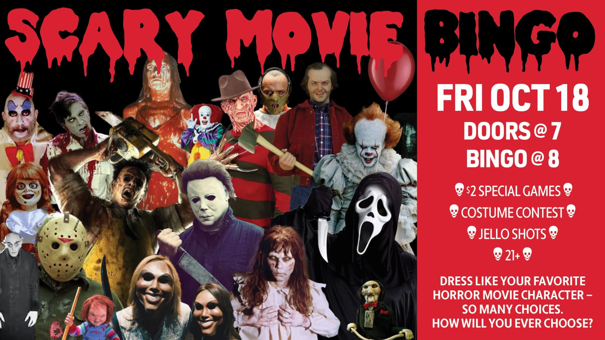 October Scary Movie Bingo