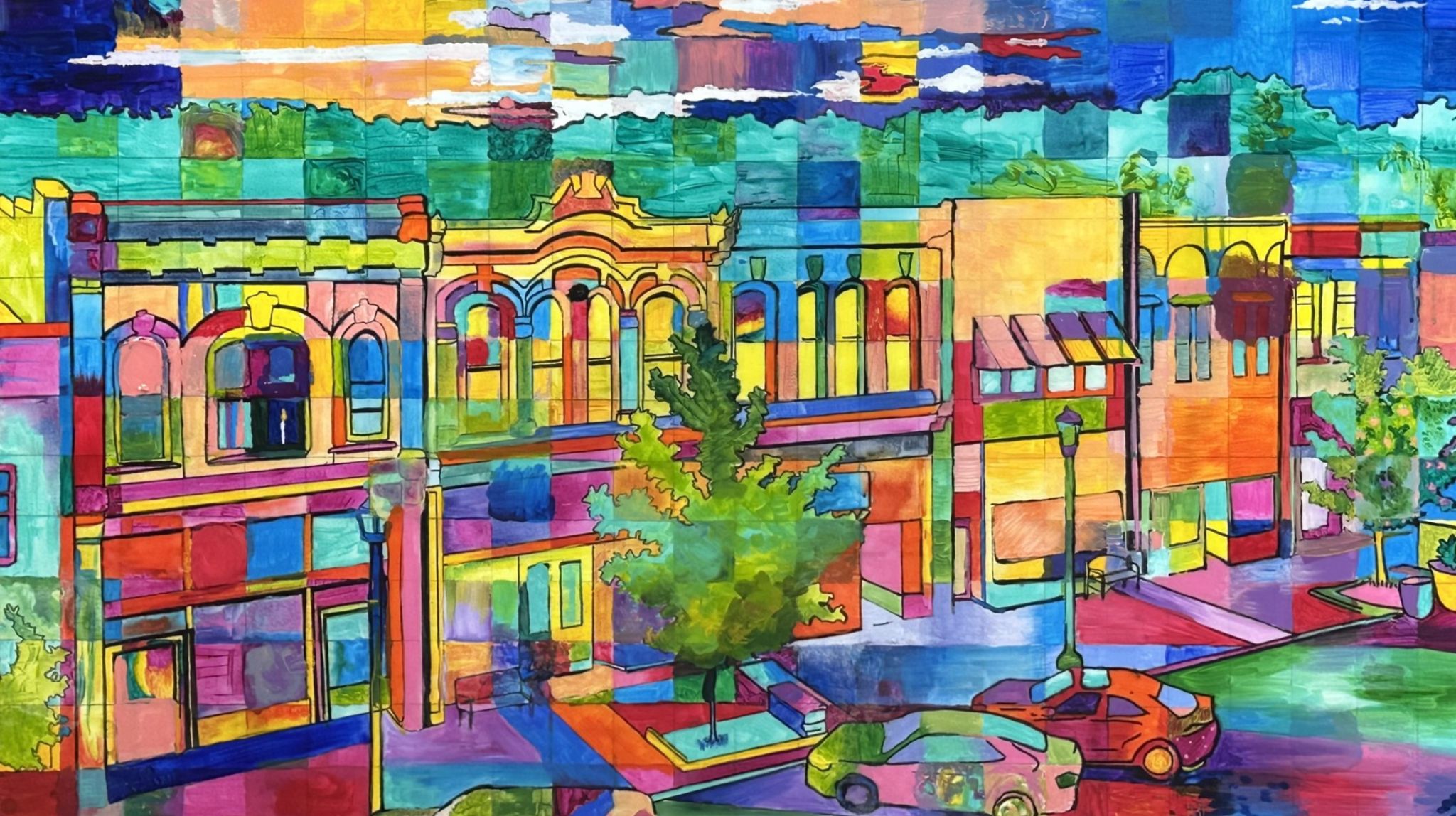 Main Street Collaborative Art Painting - Silent Auction