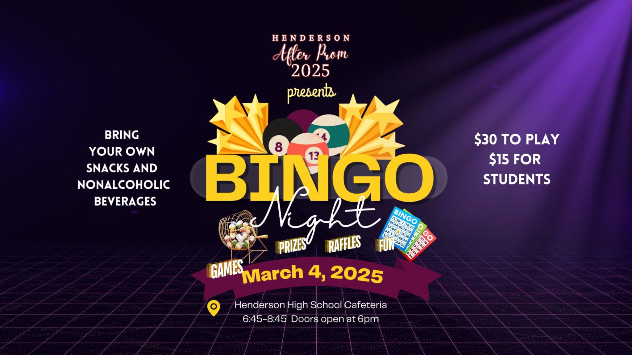 BINGO After Prom Fundraiser Class of 2025 Henderson