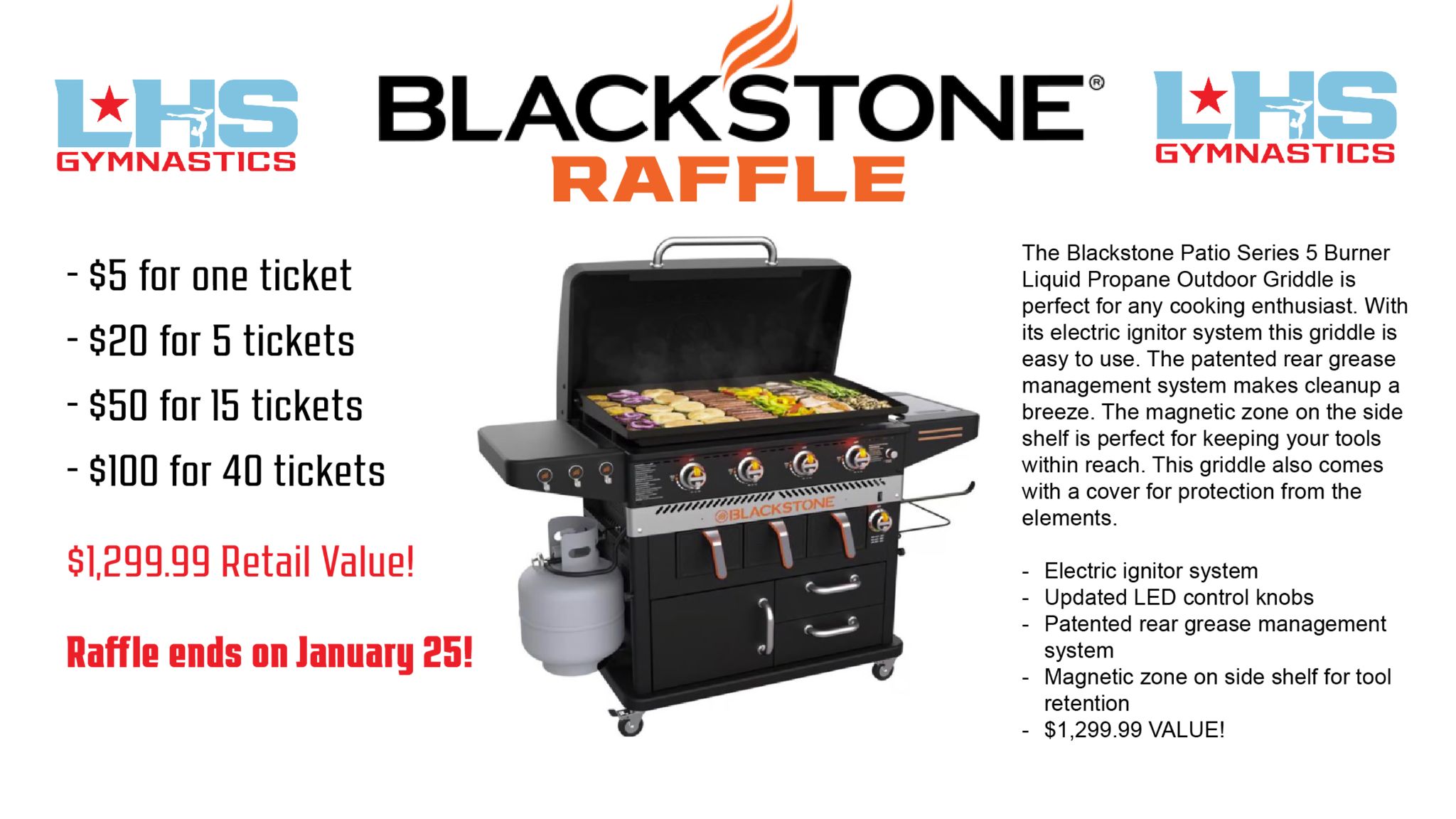Lincoln Gymnastics Booster Club Blackstone Raffle