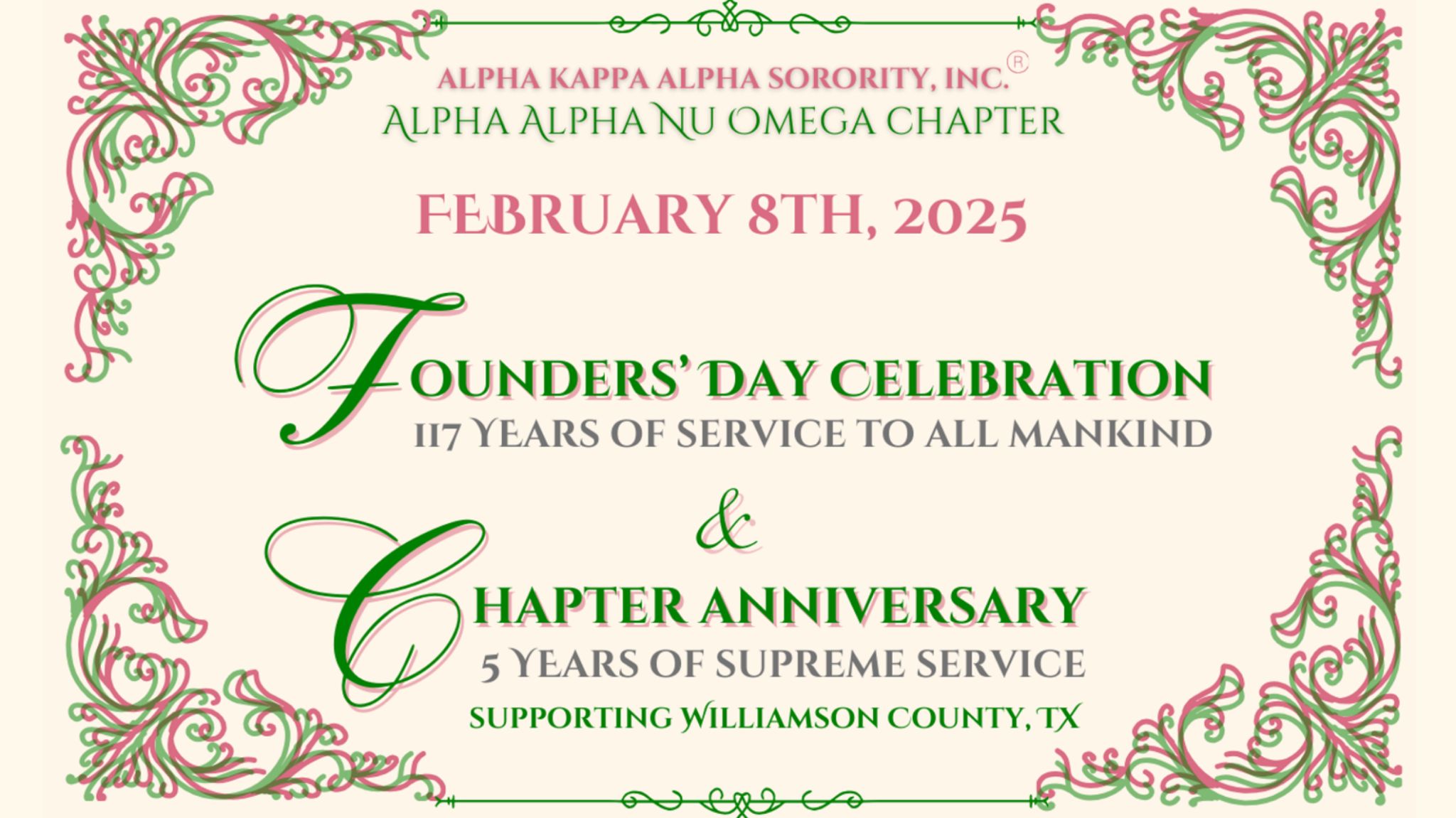 Alpha Alpha Nu Omega Founders' Day/5 Year Chapter Anniversary