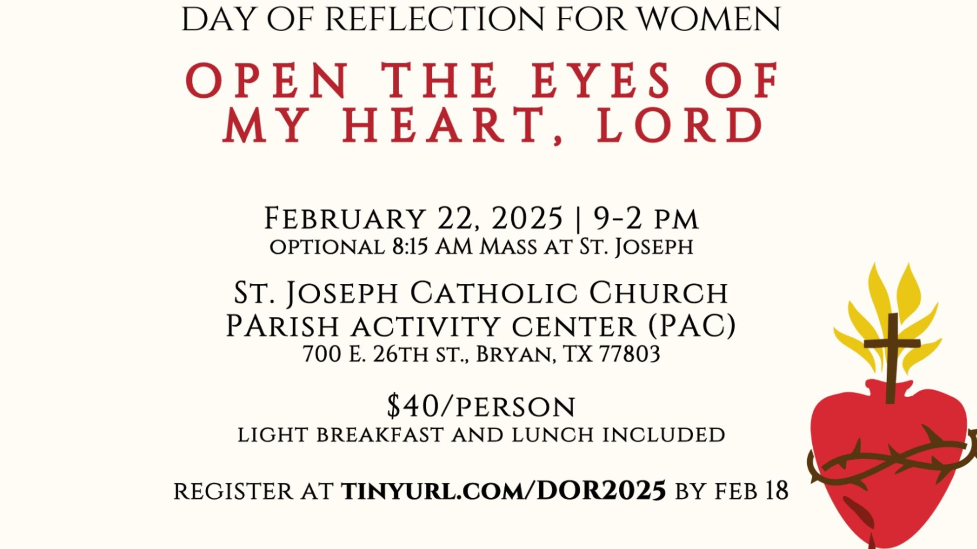 Day of Reflection for Women - Open the Eyes of my Heart, Lord