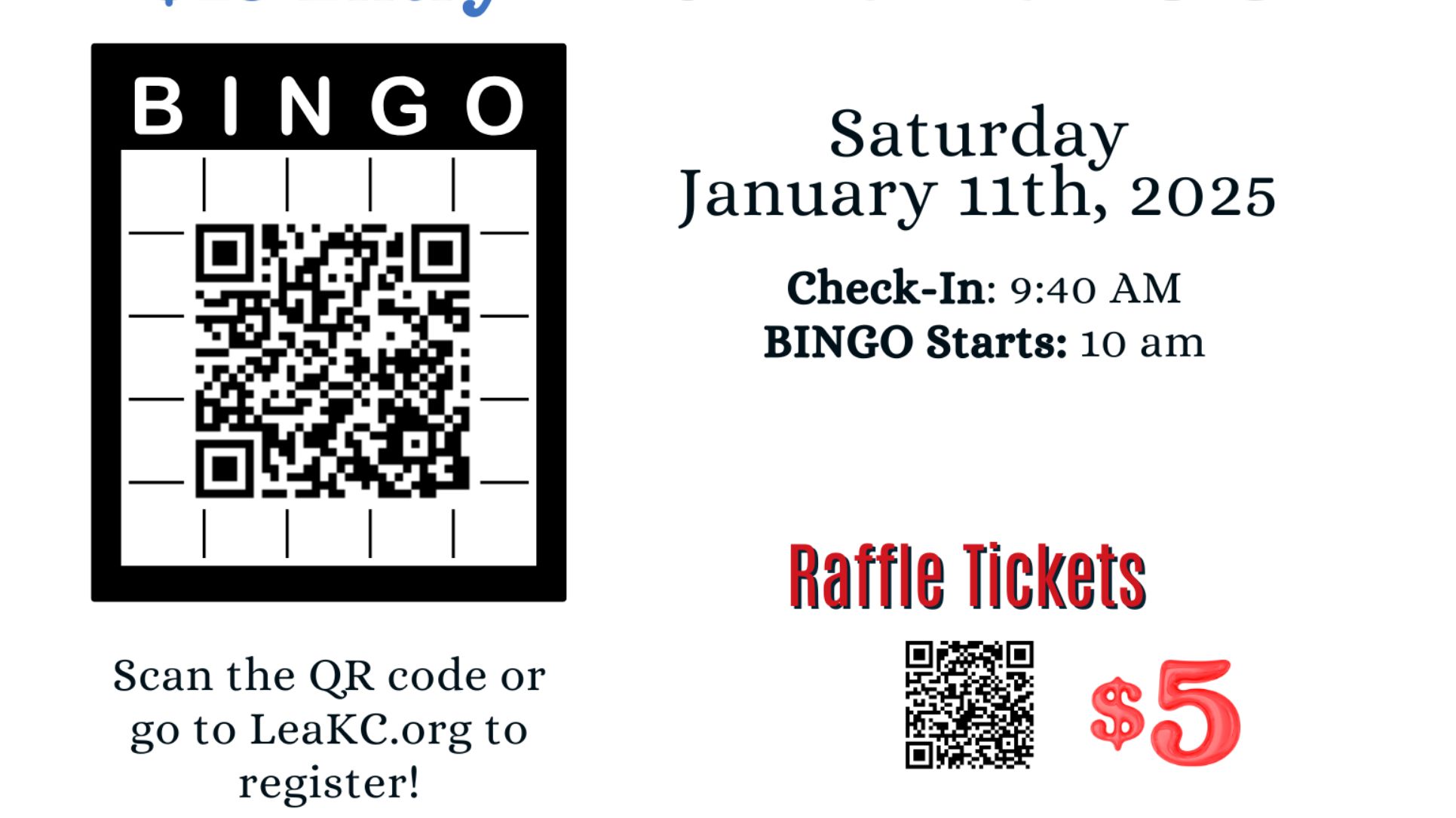 Bingo Raffle for LeaKC!