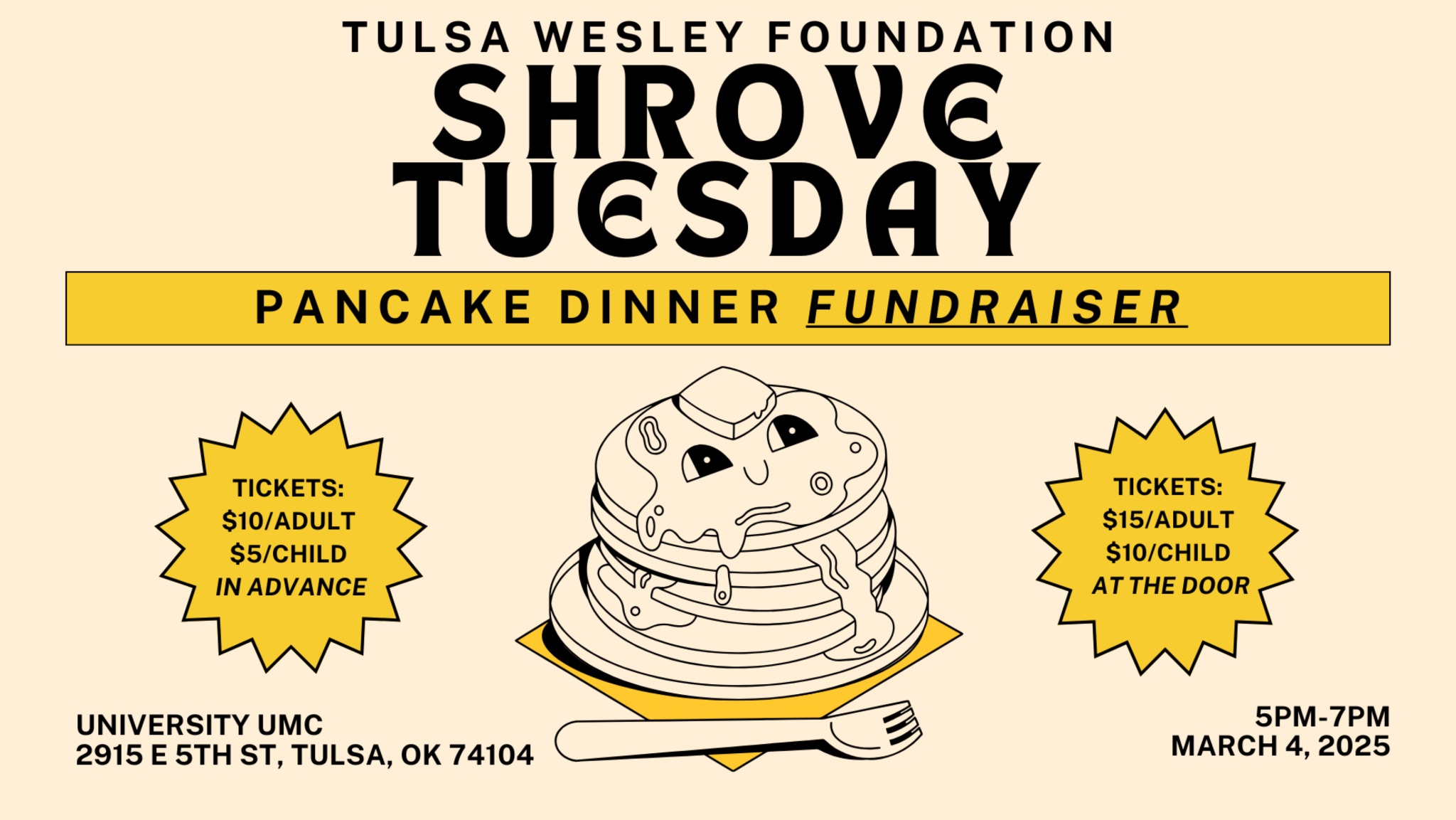 TU Wesley Foundation Pancake Dinner Fundraiser