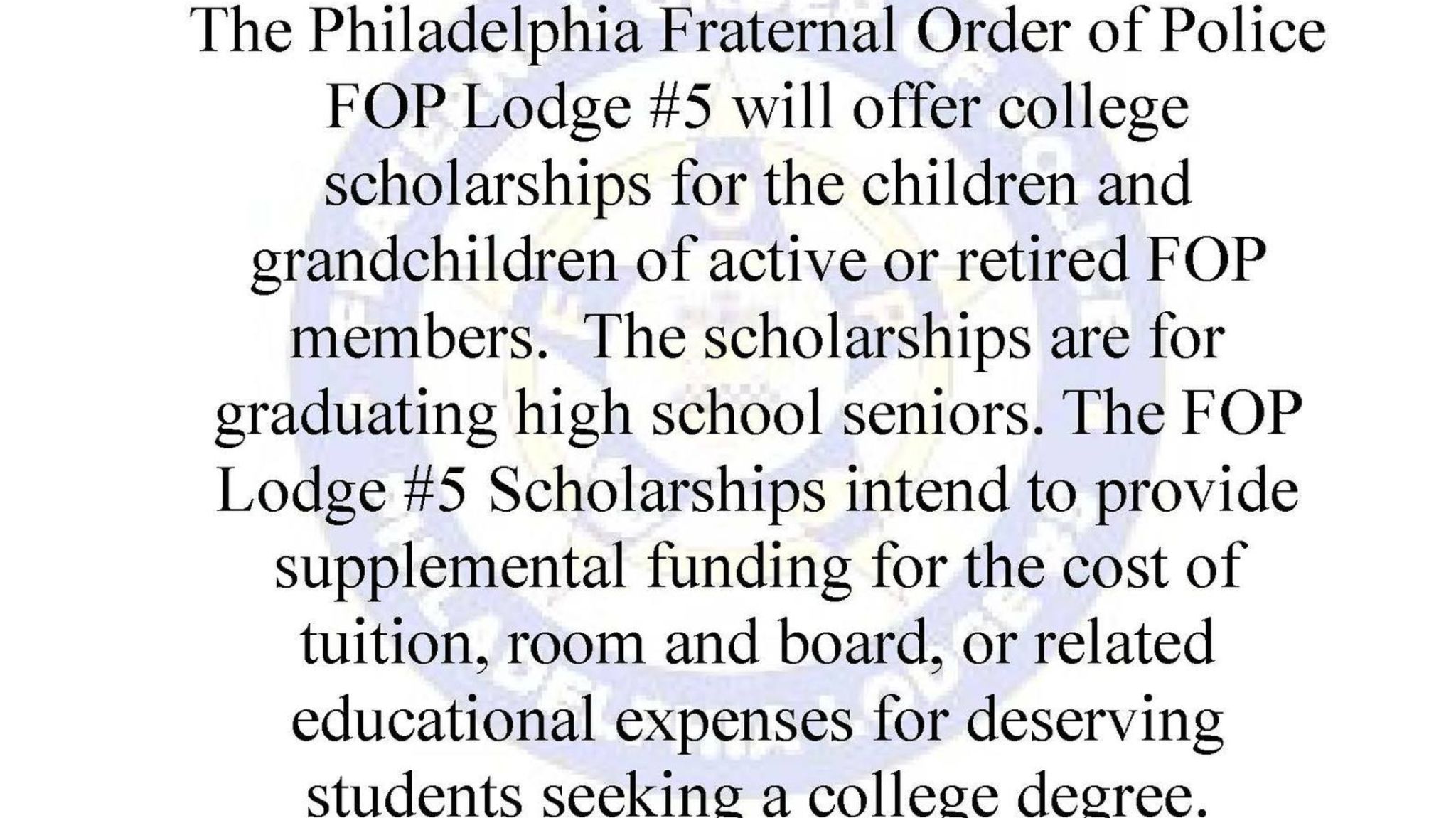 Donate to the FOP Lodge 5 College Scholarship Fund