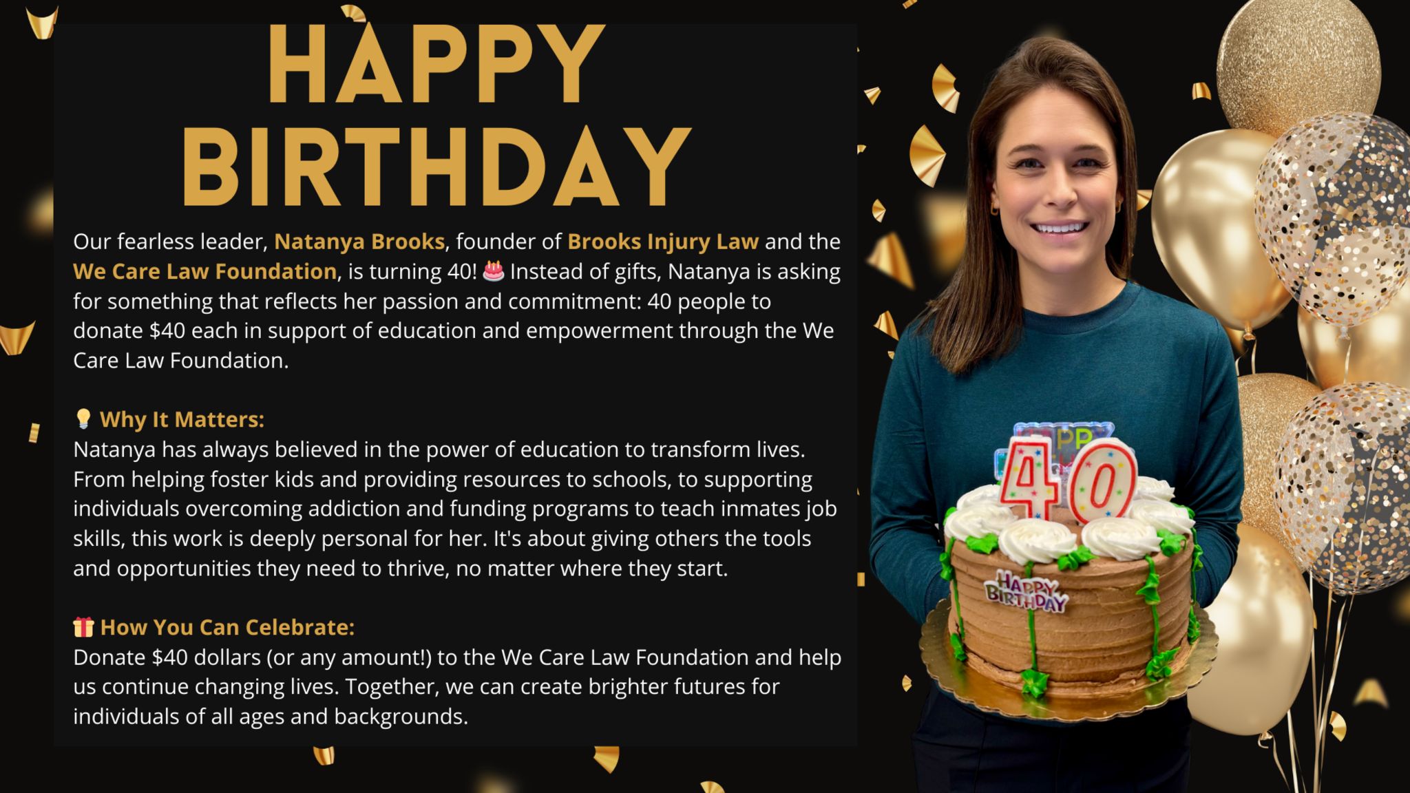 🎉 Help Us Celebrate Natanya's 40th Birthday by Making a Difference! 🎉