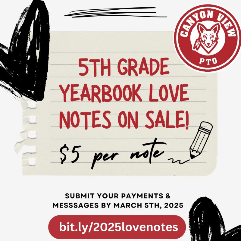 2024-2025 Fifth Grade Love Notes