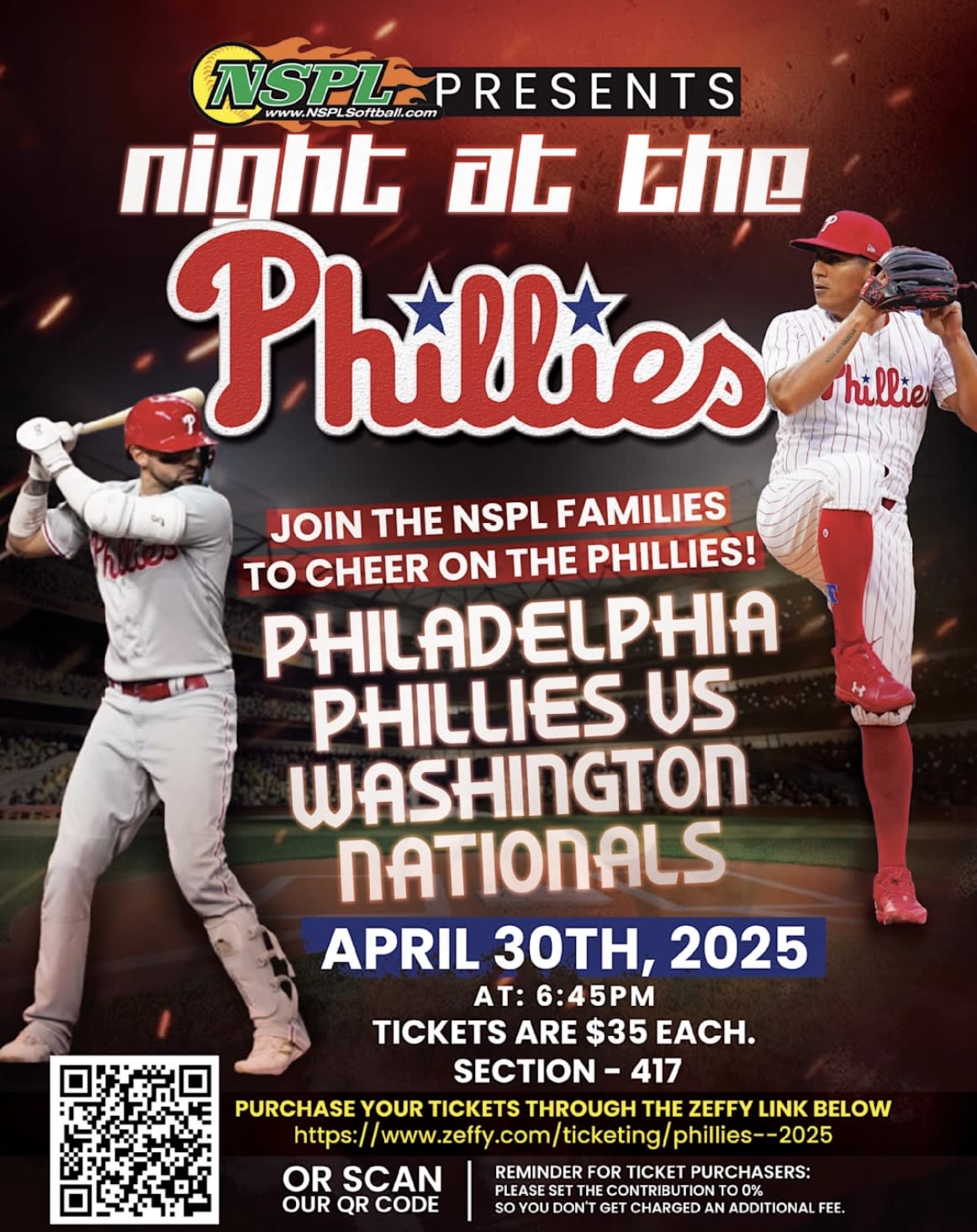 NSPL Night at the Phillies 2025 (April 30th)