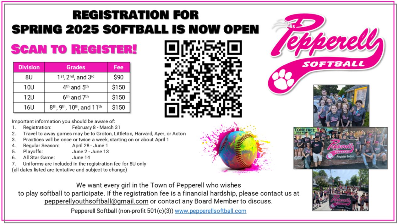 Pepperell Softball Spring 2025 Registration