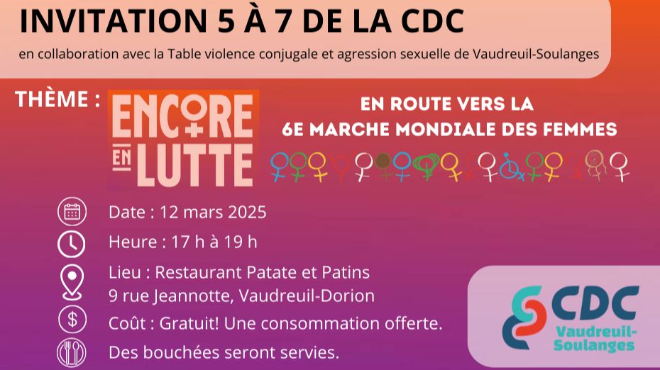 Invitation – 5 à 7 des membres de la CDC - Encore en lutte : En route ...