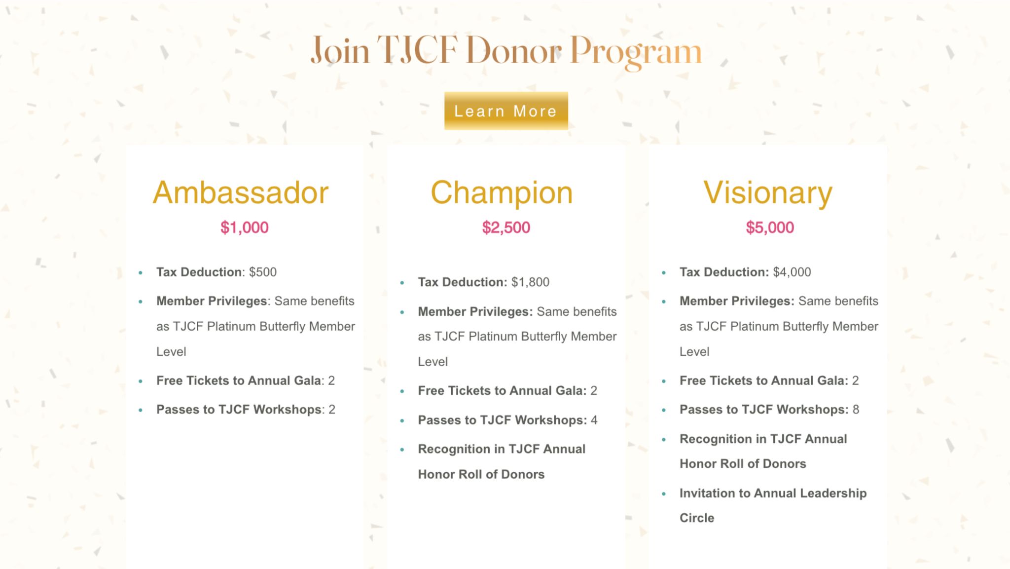 Join TJCF Donor Program with Membership Exchange