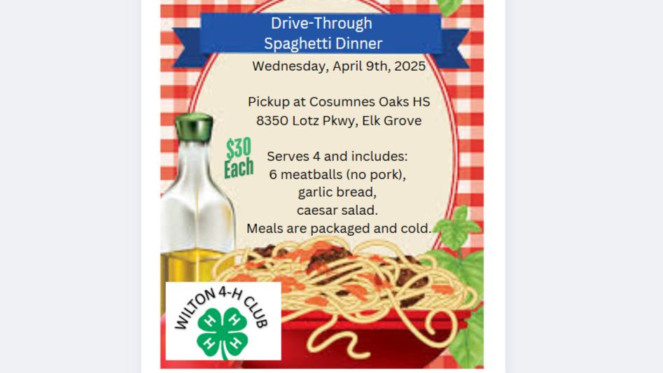 2025 Wilton 4-H Spaghetti Drive-Through Dinner at COHS