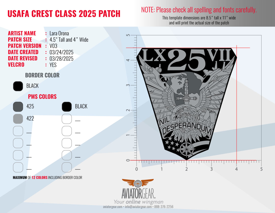 Order and Pay - USAFA Silver Spirit Crest Patch