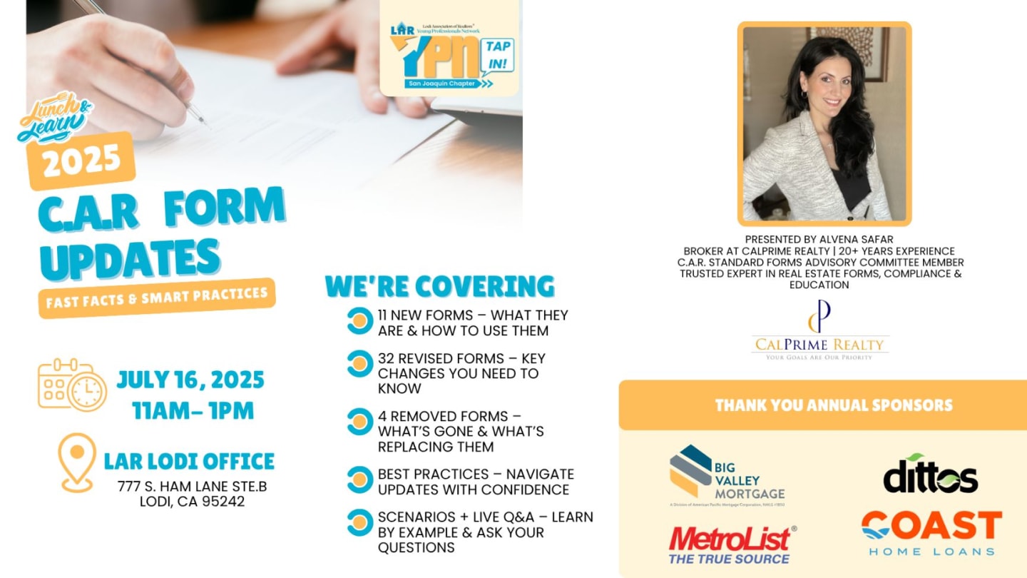 YPN: 2025 C.A.R Form Updates: Fast Facts & Smart Practices