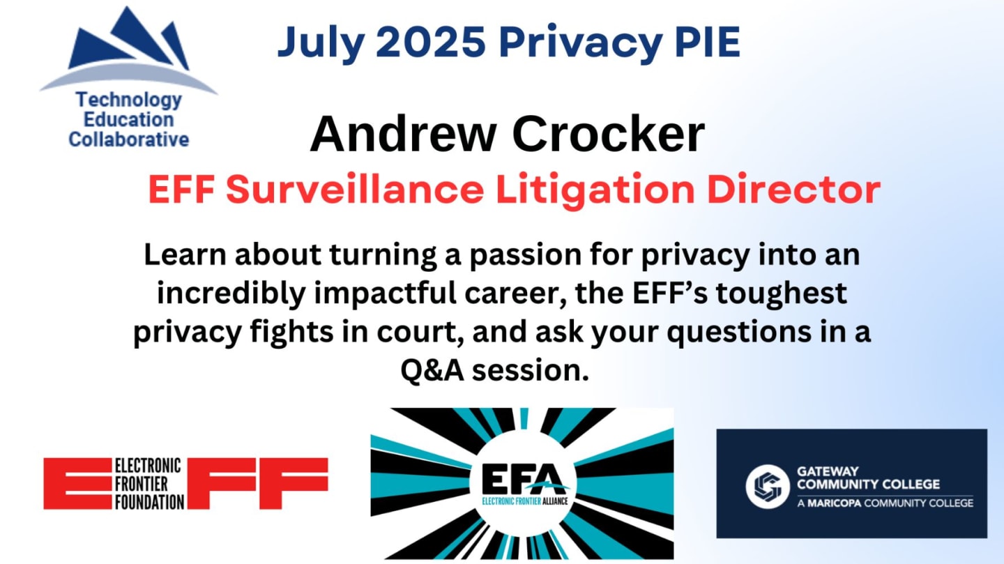 Andrew Crocker, Surveillance Litigation Director for the EFF (July 2025 ...
