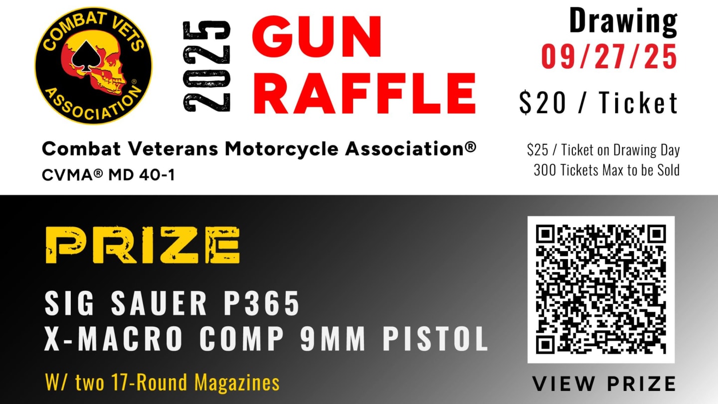 Combat Veterans Motorcycle Association's Raffle June-September 2025