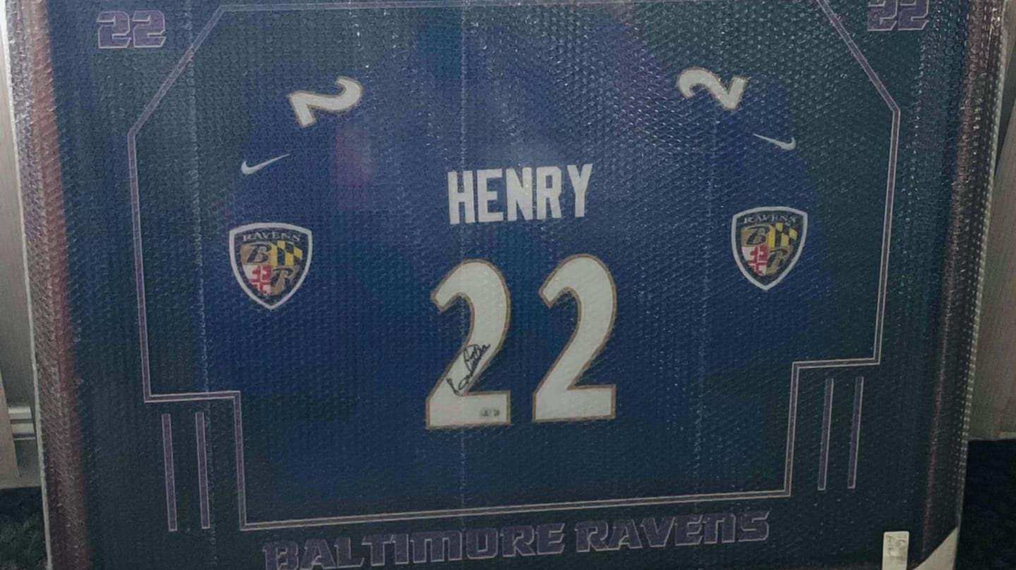 Ravens Roost 15's Framed Autographed Derrick Henry Jersey Raffle