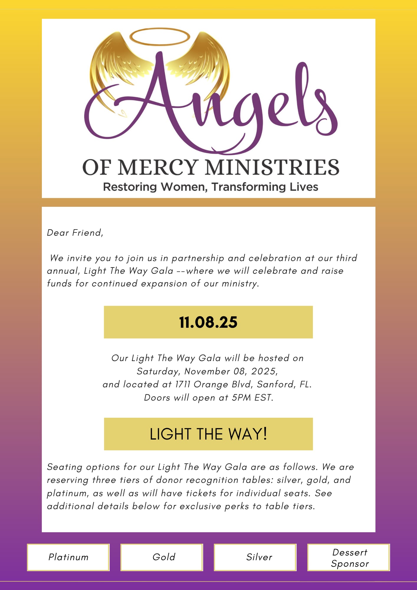 [2025] Light The Way Gala! Angels of Mercy Ministries